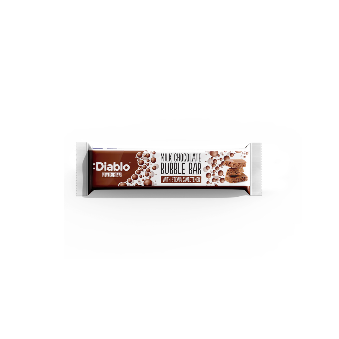 :Diablo No Addded Sugar Milk Chocolate Bubble Bar 30g– HooGe Brands